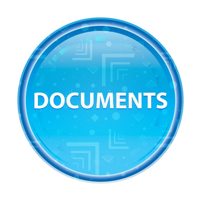 Documents Floral Blue Round Button Stock Illustration - Illustration of ...