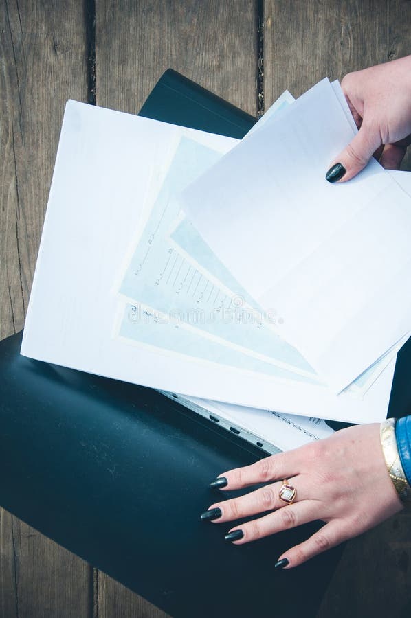 Documents in the Folder. Empty Pages Stock Photo - Image of signature ...