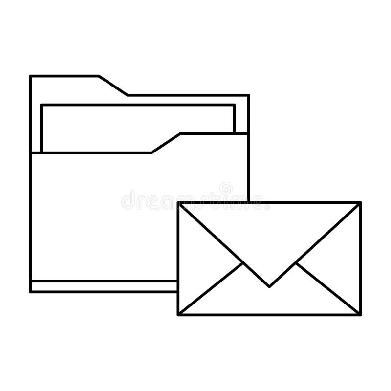 Documents Folder Files Icon Cartoon in Black and White Stock Vector ...