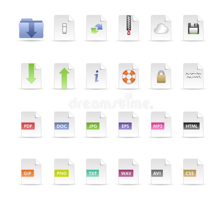 Documents and Folder Icon Set Stock Vector - Illustration of clip ...