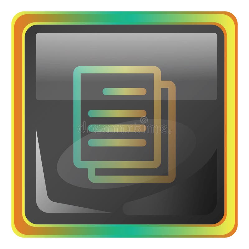 Documents Grey Square Vector Icon Illustration with Yellow and Green ...