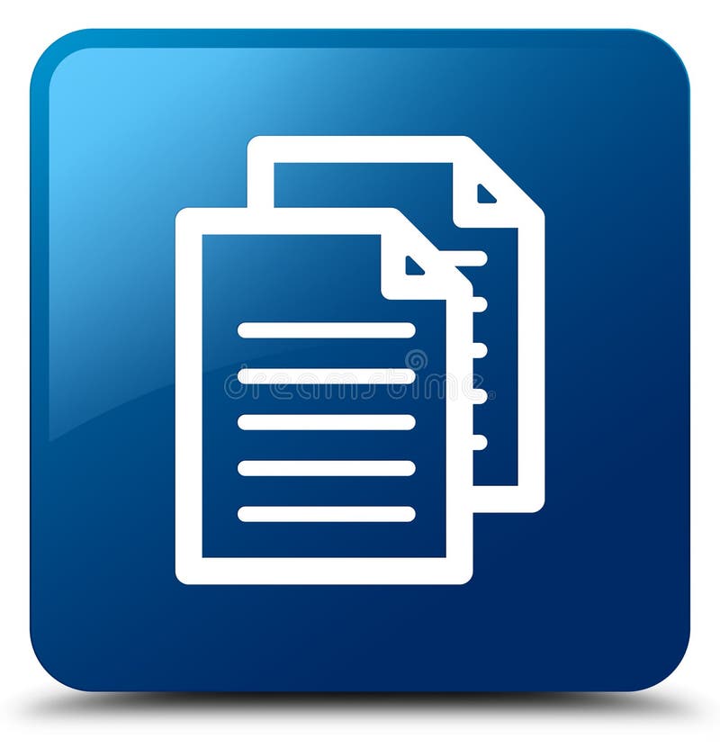 Documents Icon Blue Square Button Stock Illustration - Illustration of ...