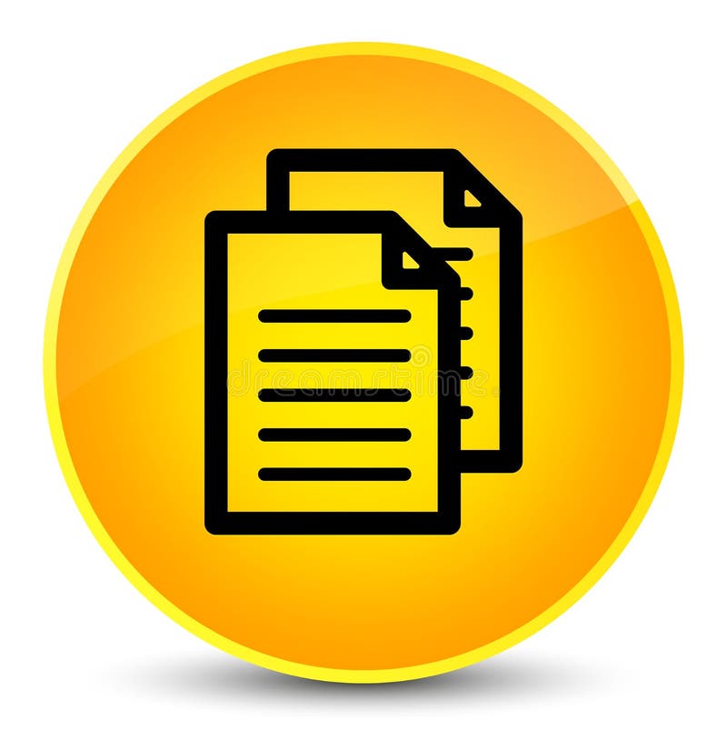 Documents Icon Elegant Yellow Round Button Stock Illustration ...