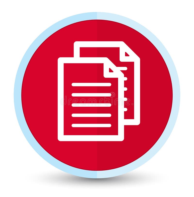 Documents Icon Flat Prime Red Round Button Stock Vector - Illustration ...