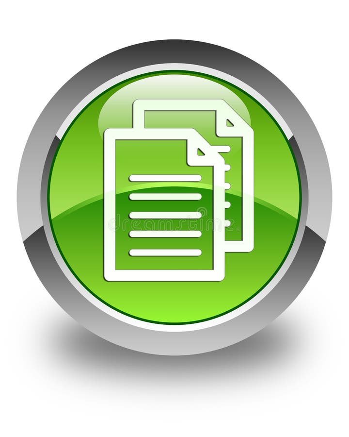 Documents Icon Glossy Green Round Button Stock Illustration ...