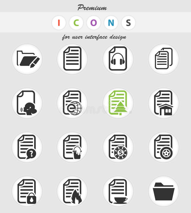 Documents icon set stock illustration. Illustration of sign - 122793384