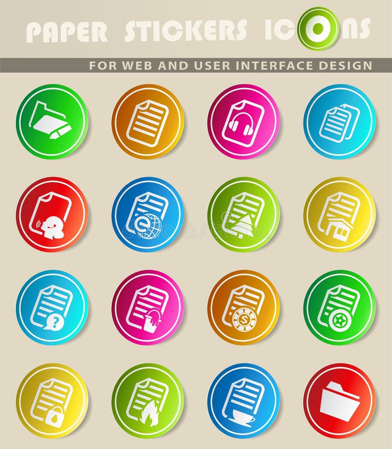 Documents icon set stock illustration. Illustration of page - 88785335