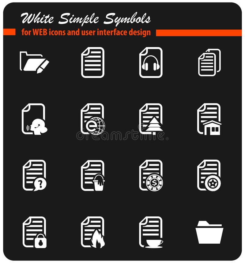 Documents icon set stock illustration. Illustration of file - 88878936
