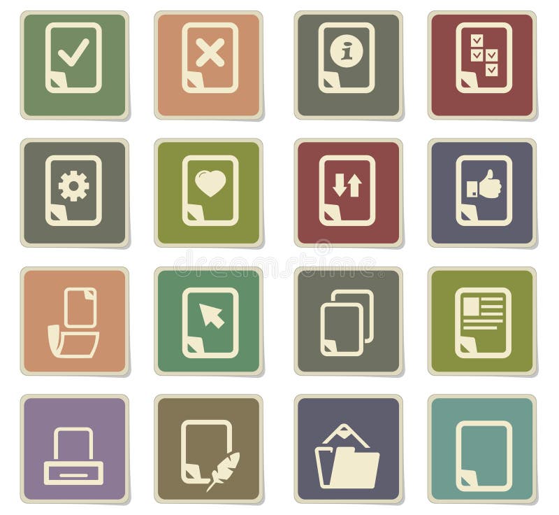 Documents icon set stock illustration. Illustration of record - 89865393