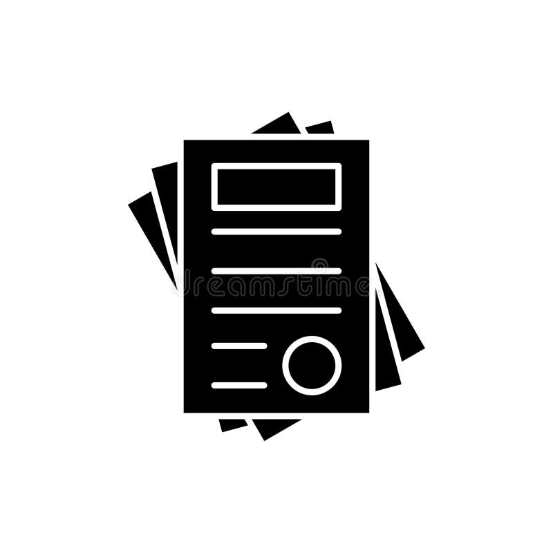 Documents Icon Set. Paper Note Copy Vector Symbol in a Black Filled and ...