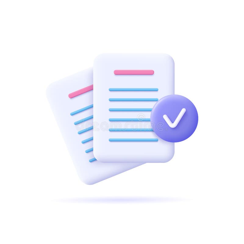 Documents Icon. Stack of Paper Sheets. Confirmed or Approved Document ...