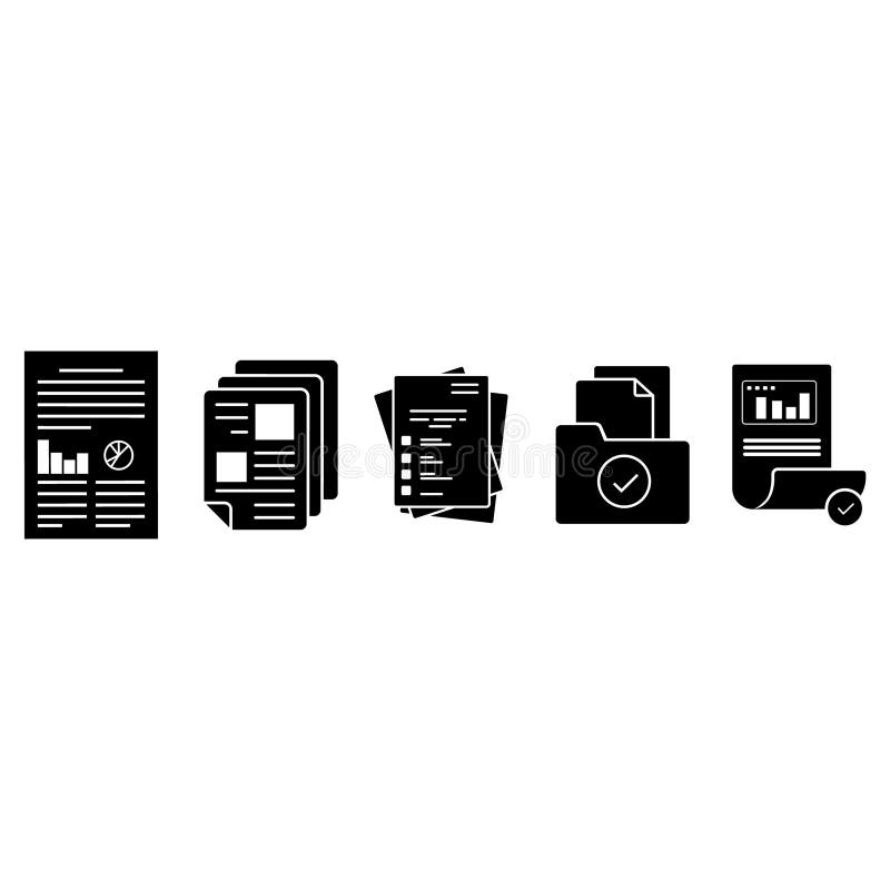 Documents Vector Icon Set. Contract Illustration Sign Collection ...