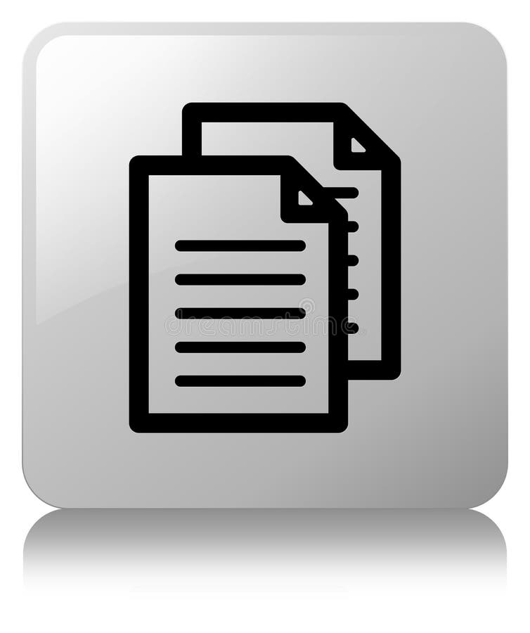 Documents Icon White Square Button Stock Illustration - Illustration of ...