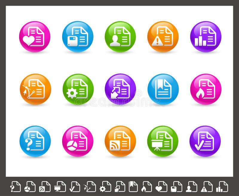 Documents Icons - 2 of 2 // Rainbow Series Stock Vector - Illustration ...