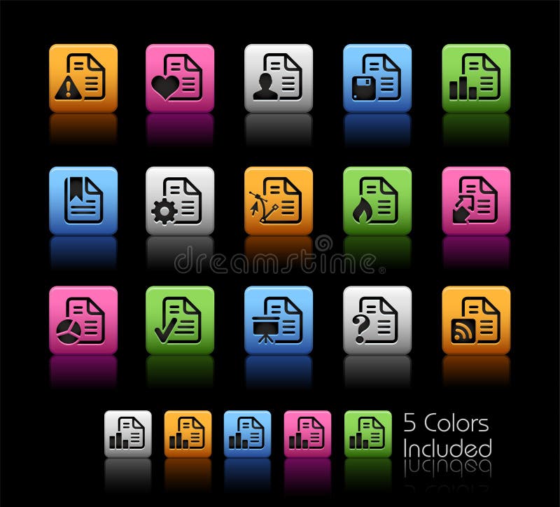Documents Icons - 2 // Color Box Stock Vector - Illustration of gear ...