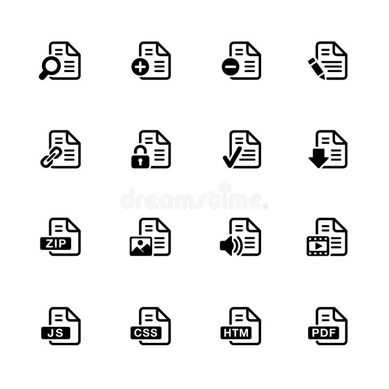 Documents Icons - Set 1 of 2 // Basics Stock Vector - Illustration of ...