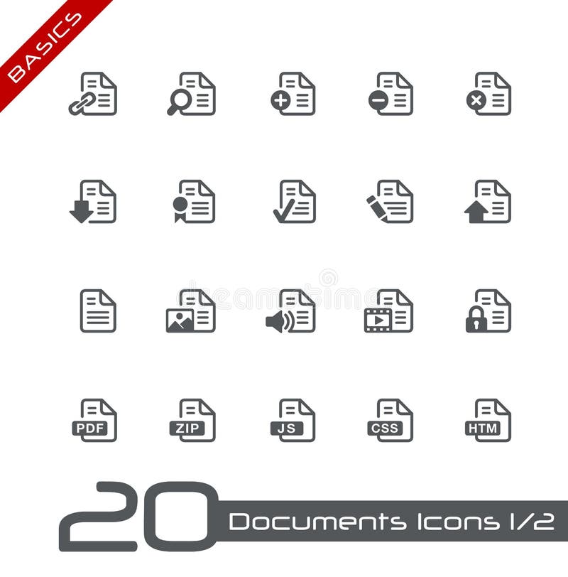 Documents Icons - Set 1 of 2 // Basics Stock Vector - Illustration of ...