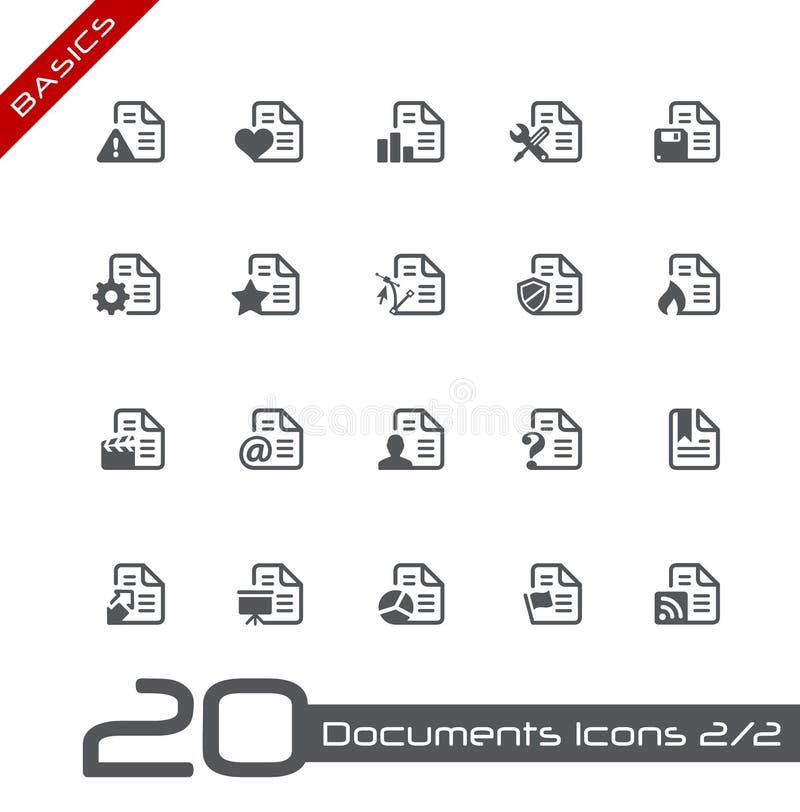 Documents Icons - Set 1 of 2 // Basics Stock Vector - Illustration of ...
