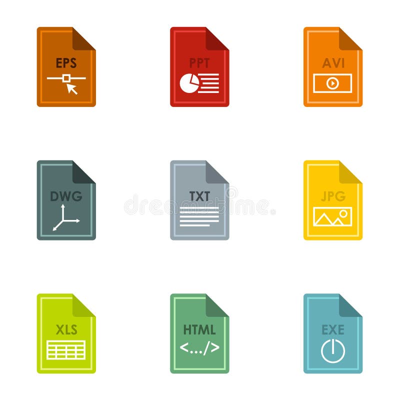 Documents Icons Set, Flat Style Stock Vector - Illustration of menu ...