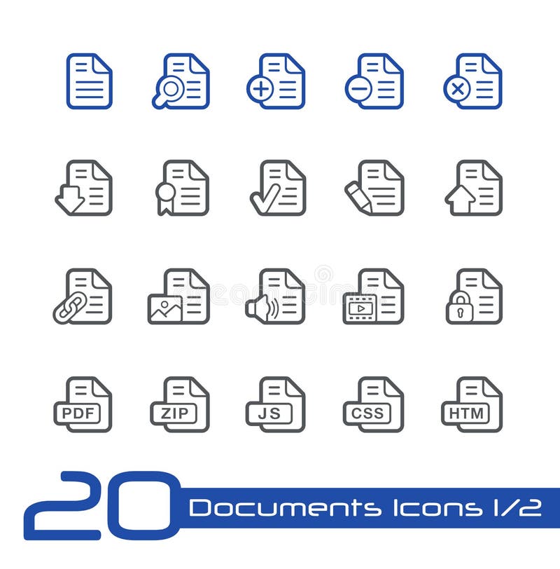 Documents Icons - Set 1 of 2 // Basics Stock Vector - Illustration of ...