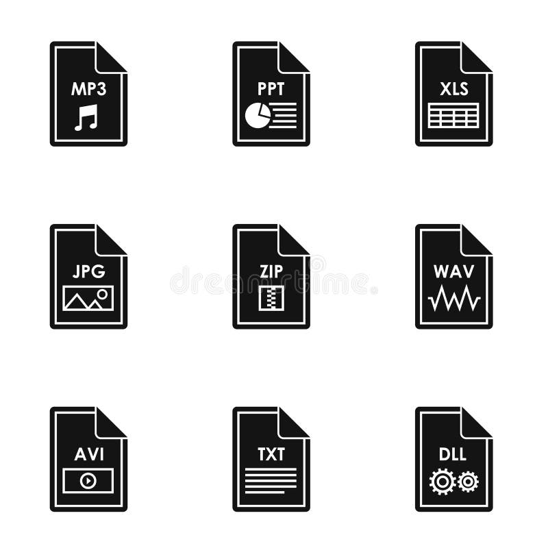 Documents Icons Set, Flat Style Stock Vector - Illustration of menu ...
