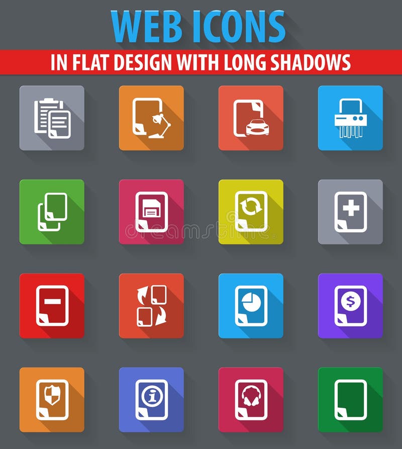 Documents icons set stock vector. Illustration of file - 89070313