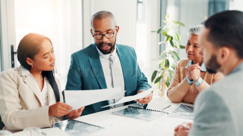 Documents, Interview and Opportunity with Business People in Boardroom ...