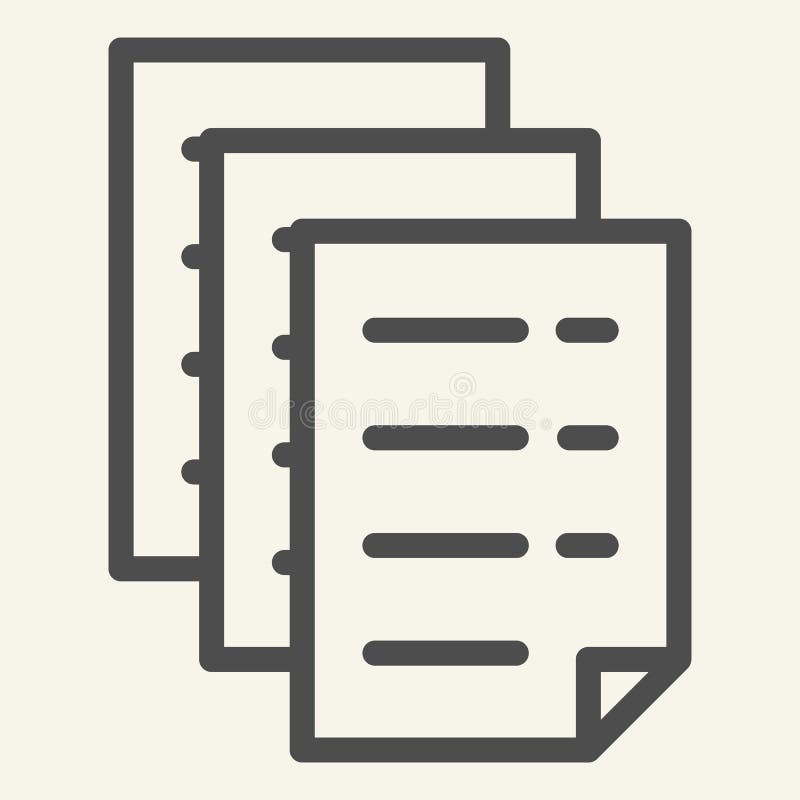 Documents Line Icon. Paper Pages with List Symbol, Outline Style ...