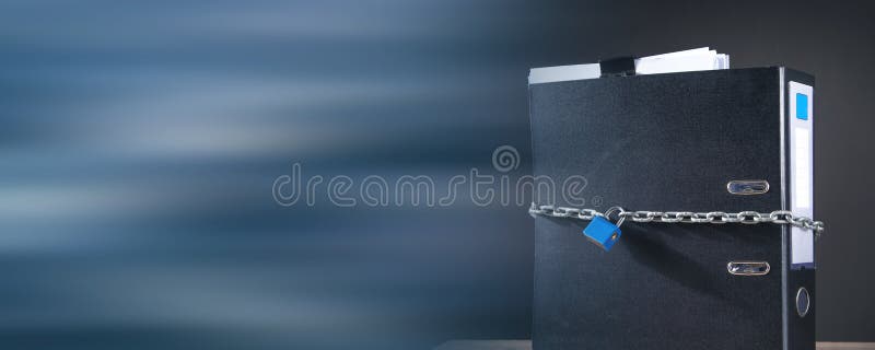 Documents Locked with Padlock and Chains Stock Photo - Image of archive ...