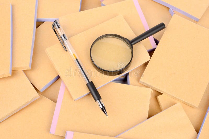 Magnifier and Documents. Information Search. Stock Image - Image of ...