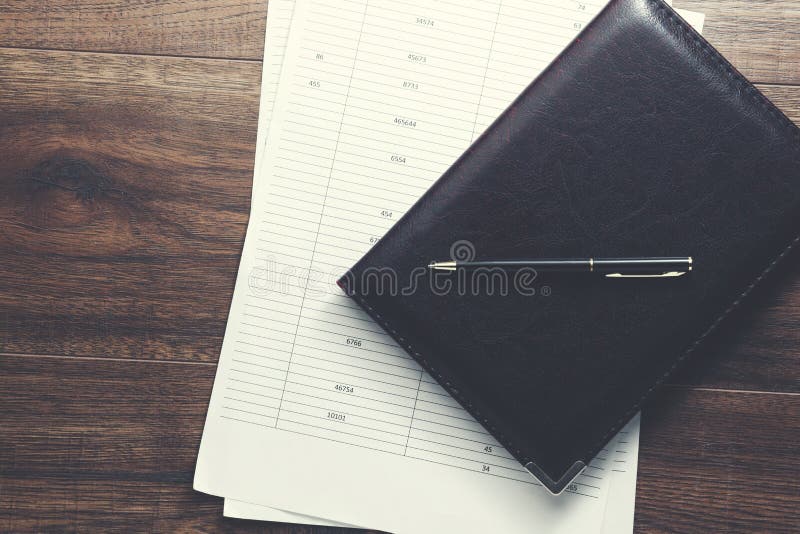 Documents and Notepad on Table Stock Photo - Image of account, business ...