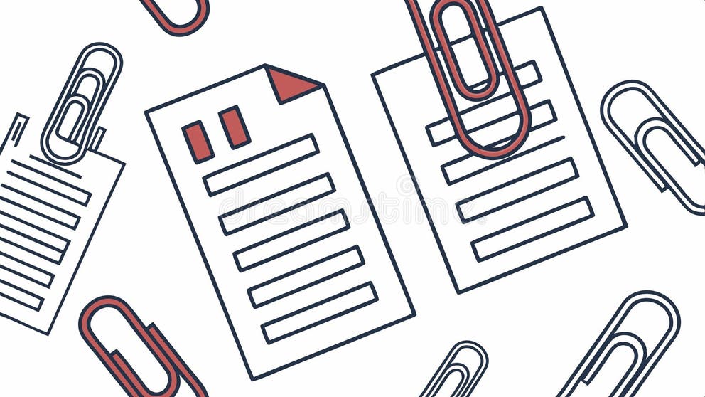 Documents with Paper Clips, Representing Office Supplies and Paperwork ...