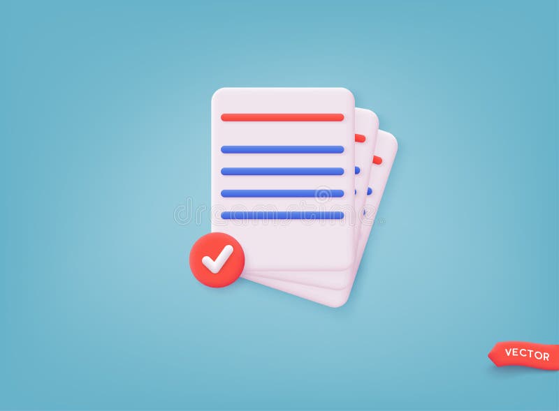 Documents Papers Icon. Stack of Sheets with Approval Check Mark Stock ...