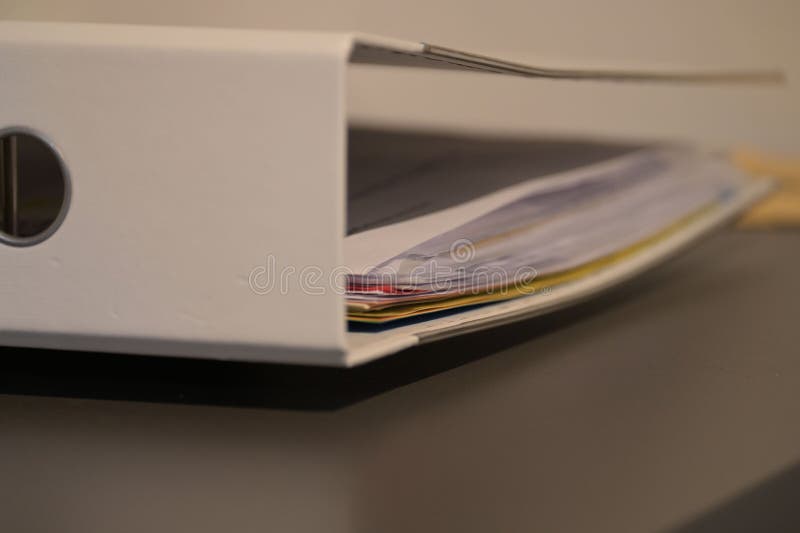 Documents and Papers in a White File Folder Stock Image - Image of ...
