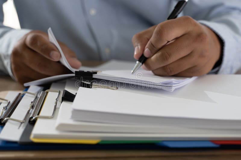 Documents Paperwork Stack of Business Paper Documents on Office on Desk ...