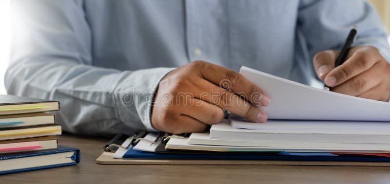 Documents Paperwork Stack of Business Paper Documents on Office on Desk ...