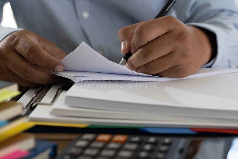 Documents Paperwork Stack of Business Paper Documents on Office on Desk ...