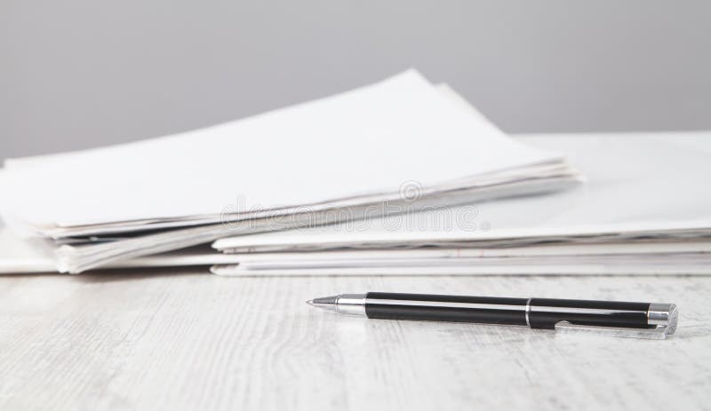 Documents and Pen. Business Desk Stock Photo - Image of file, archives ...