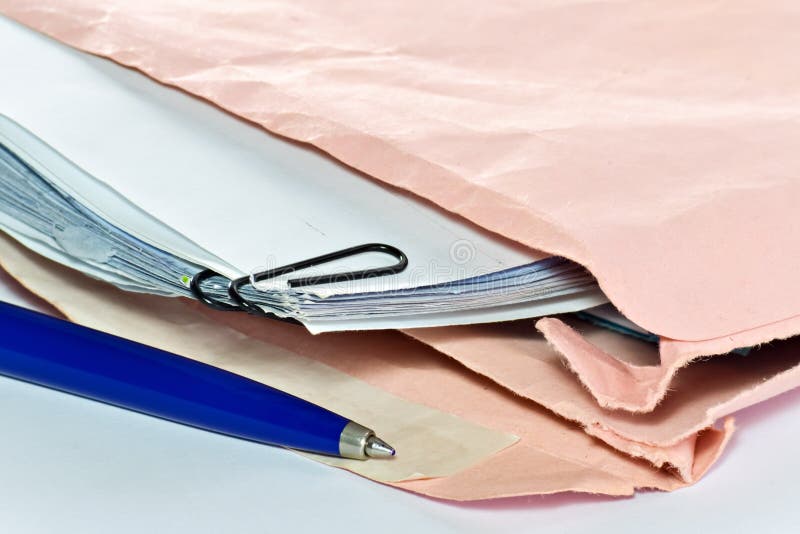 Documents and pen stock image. Image of file, paperclip - 63505099