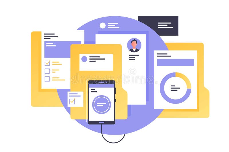 Documents with Personal Data Illustration, Flat Cartoon Paper Document ...