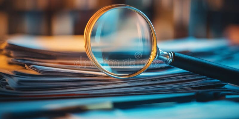 Documents Placed Under a Magnifying Glass for a Detailed Close ...