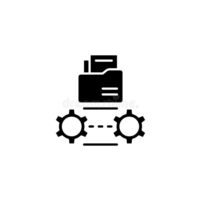 Documents Processing Black Icon Concept. Documents Processing Flat ...
