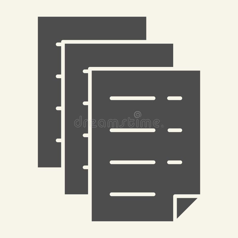 Documents Solid Icon. Files Vector Illustration Isolated on White Stock ...