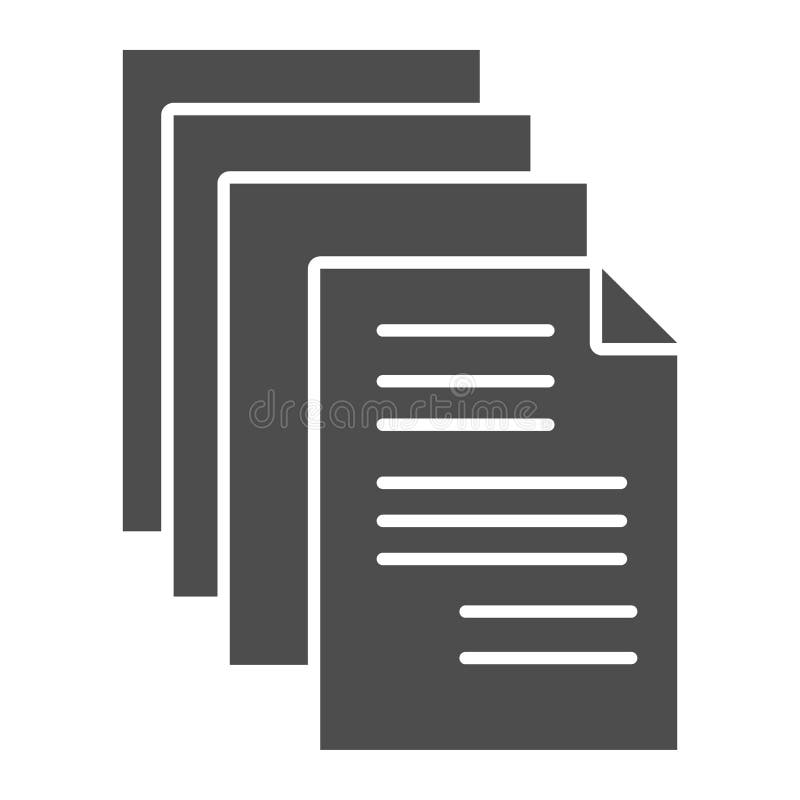 Documents Solid Icon. Paper Vector Illustration Isolated on White Stock ...