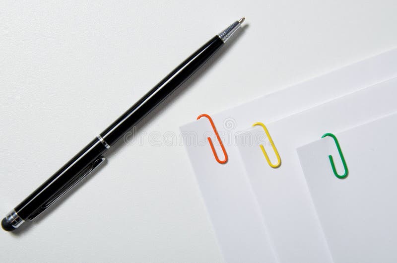 Documents Stapled with Paper Clips and Pen Stock Photo - Image of ...