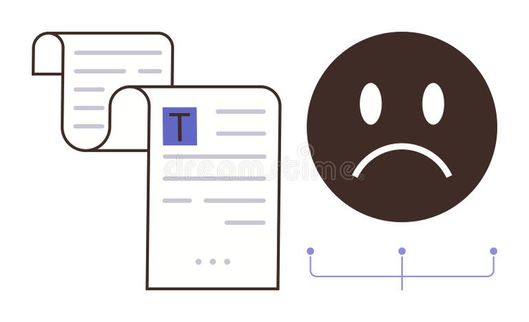 Negative Feedback and Sadness Concept with Document and Frown Face ...