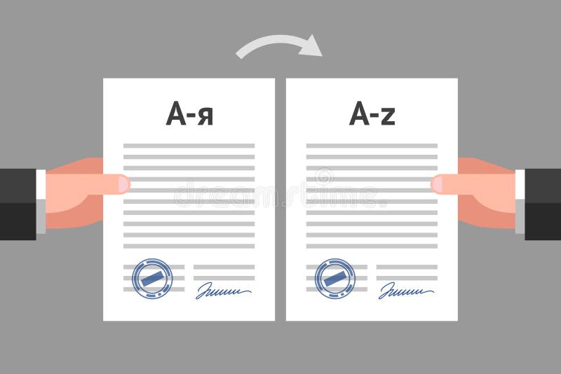 Documents Translation Concept Stock Vector - Illustration of mans ...