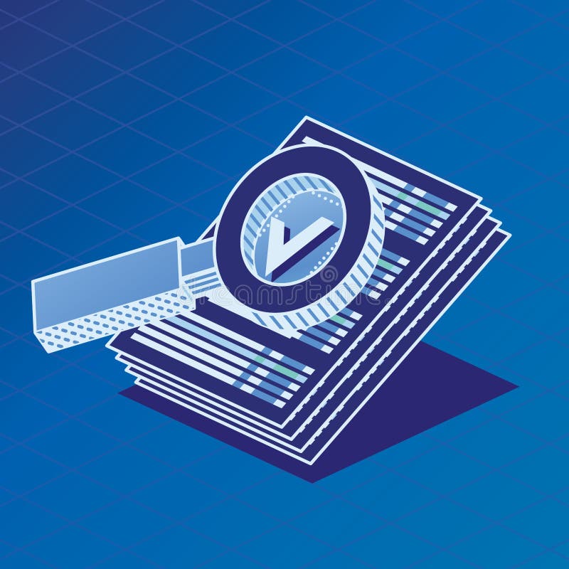 Documents Under Magnifying Glass. Vector Illustration Stock Vector ...