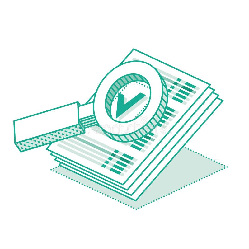 Documents Under Magnifying Glass. Vector Illustration Stock Vector ...