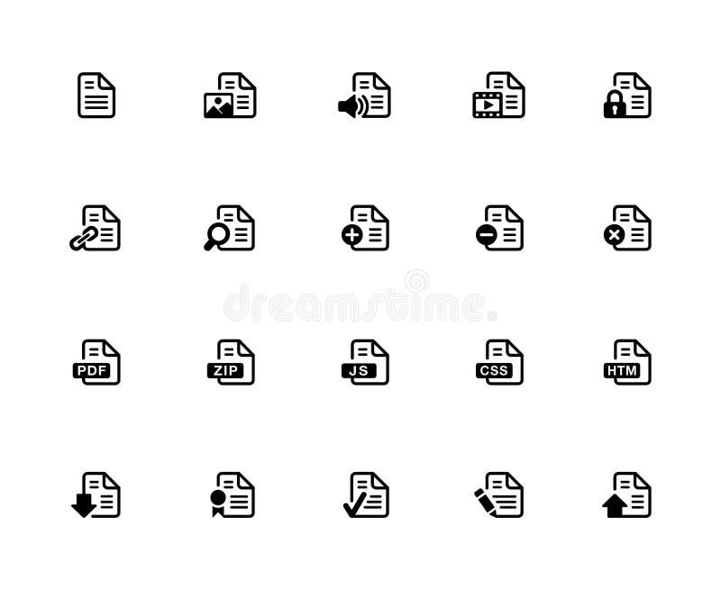 Documents Icons - Set 1 of 2 // Basics Stock Vector - Illustration of ...